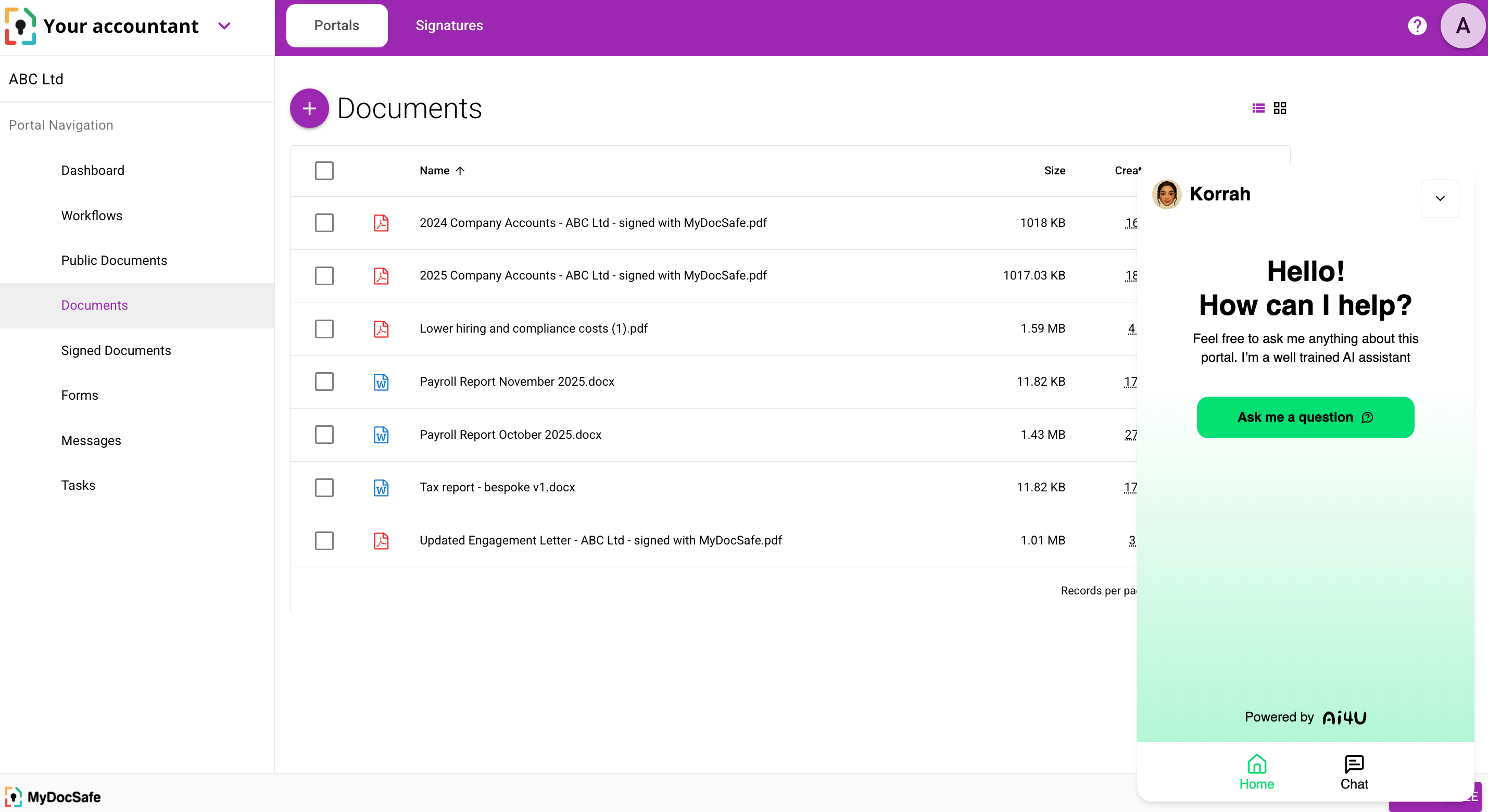 AI assistants inside client portals - a game changer in customer support | MyDocSafe